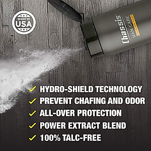 Chassis Premium Body Powder for Men, Whole Body Deodorant, Odor-Absorbent, Talc-Free Anti-Chafing Powder for Groin & Sensitive Skin, Friction Defense & Odor Control, Original Fresh Scent