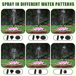 Hiboom 2 Pcs Solar Water Fountain with Lotus Leaf Solar Bird Bath Fountain Pump Solar Fountain with 6 Nozzles Solar Powered Bird Bath Floating Fountain Panel Solar Water Fountain for Fish Tank Pool