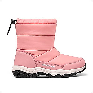 DREAM PAIRS Boys Girls Snow Boots Lightweight Slip Resistant Mid Calf Winter Shoes for Little/Big Kid,Size 2 Little Kid,Pink,SDSB2224K