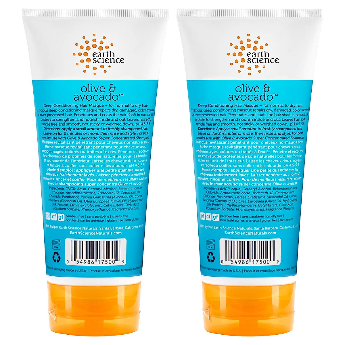 EARTH SCIENCE - Olive & Avocado Deep Conditioning Hair Masque: For Normal to Dry Hair (2 pk, 6 oz.)