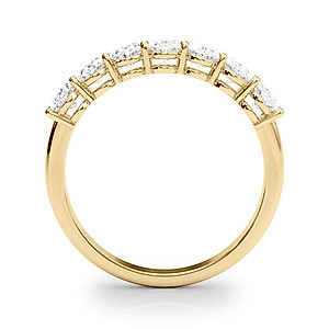 JewelMore 2 Carat Oval Lab Grown 14K Diamond Seven Stone Anniversary Band for Women (F-G/VS-SI) Yellow Gold 5.5