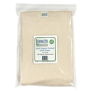 LeakMaster Organic Adult Prefold Cloth Diaper - Size Small (26 to 32 Inch Waists)- 100% Organic Birdseye Weave Cotton - Extra Soft, Durable and Earth Friendly