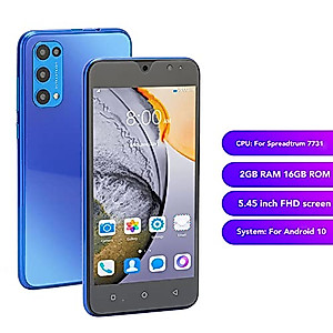 5.45Inch Unlocked Smartphone, 2GB RAM 16GB ROM Full HD Screen, Support WiFi/Bluetooth//GPS/Face Recognition, 3G Cell Phone for Android 10(Blue)