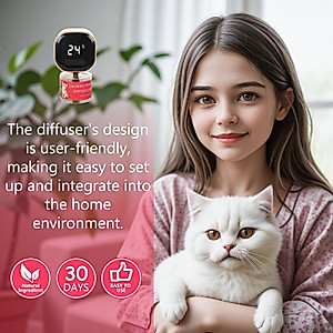 HEELE Cat Pheromone Calming Diffuser Anxiety Relief Cat Calming Diffuser 30 Days Refill Cat Pheromone Diffuser with Timing Function, Reduce Fighting and Scratching Calm Relaxing 48ml