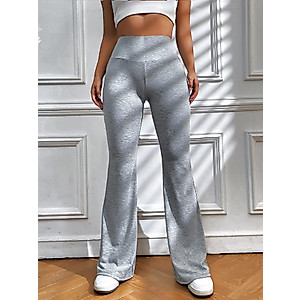 SOLY HUX Women's Flare Leggings High Waisted Sweatpants Bell Bottoms Bootcut Yoga Pants Solid Light Grey XS