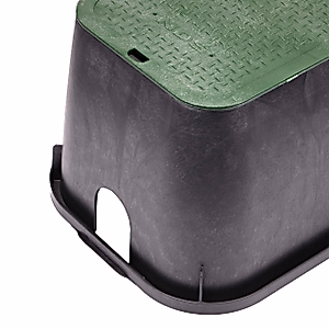 NDS 113BC 14" x 19" Standard Series Sprinkler Valve Box- Black with Green Bolt-Down Cover
