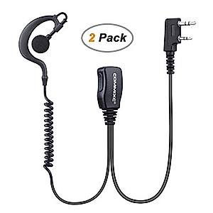 COMMIXC 2-Pack Walkie Talkie Earpiece, 3.5mm/2.5mm 2-Pin G Shape Walkie Talkie Headset with PTT Mic, Compatible with Kenwood Bao Feng Two-Way Radios