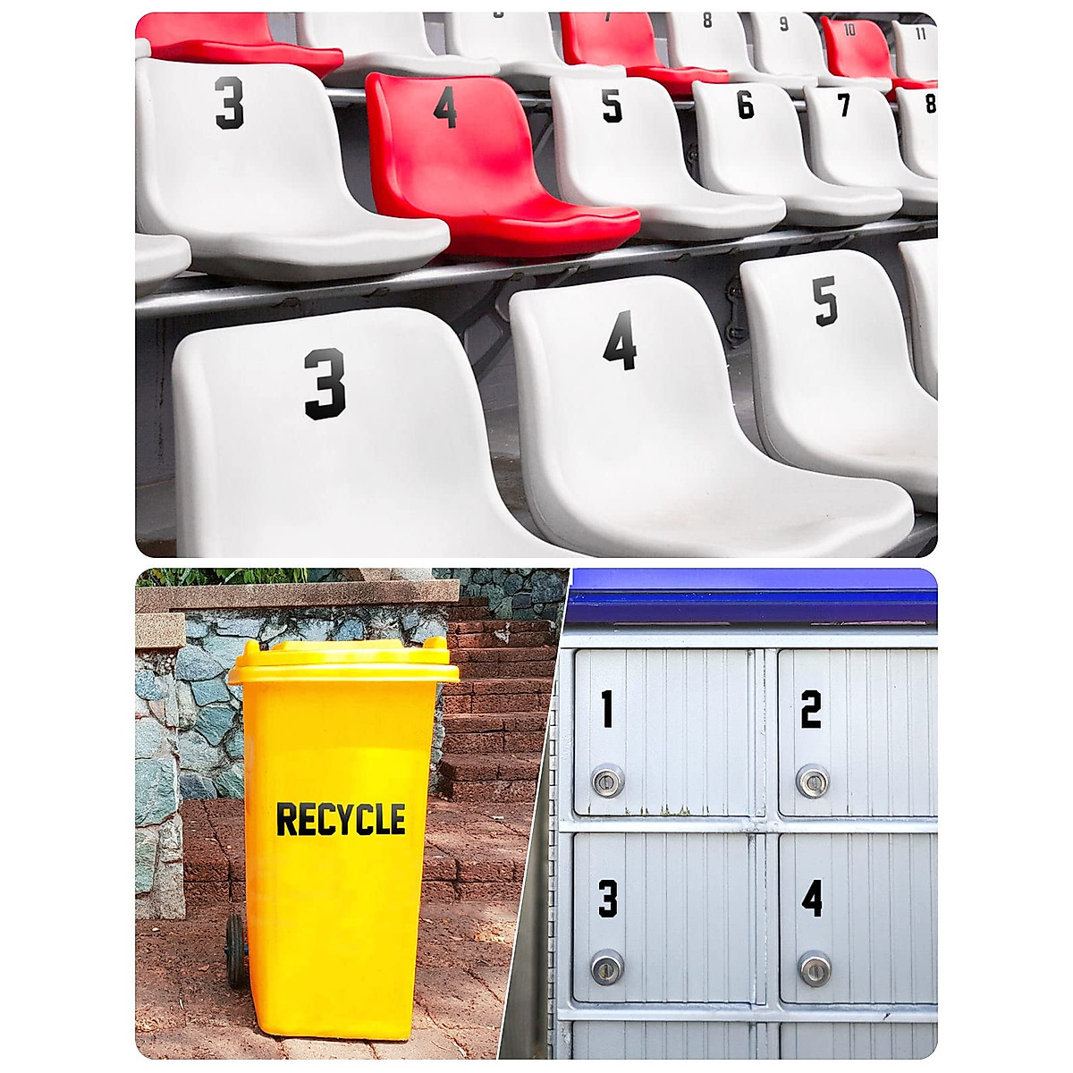 Seloom 148 PCS Mailbox Numbers and Letters Stickers Decals,3" X 7 Set Number 0-9 and 3" X 3 Set Alphabet Letter for Outside Indoor,Vinyl Self-Adhesive Waterproof Door House Address Stickers,Black