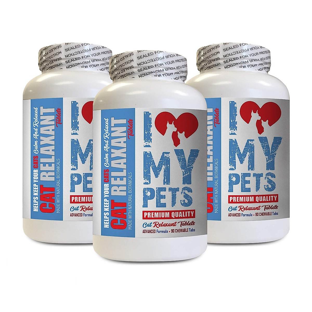 I LOVE MY PETS LLC cat Calming Products for car - CAT Relaxant - Anxiety Relief & Calmer - Premium Quality Treats - Stress Relief for Cats - 270 Treats (3 Bottles)