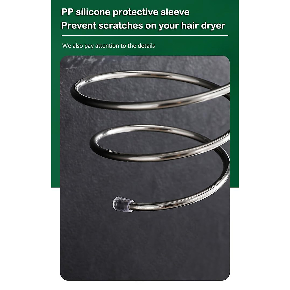 AKOAK Stainless Steel Hair Dryer Holder, Bathroom Wall Mounted Self-Adhesive Waterproof Hair Dryer Storage Holder - Suitable for Most Hair Dryers, Pack of 2