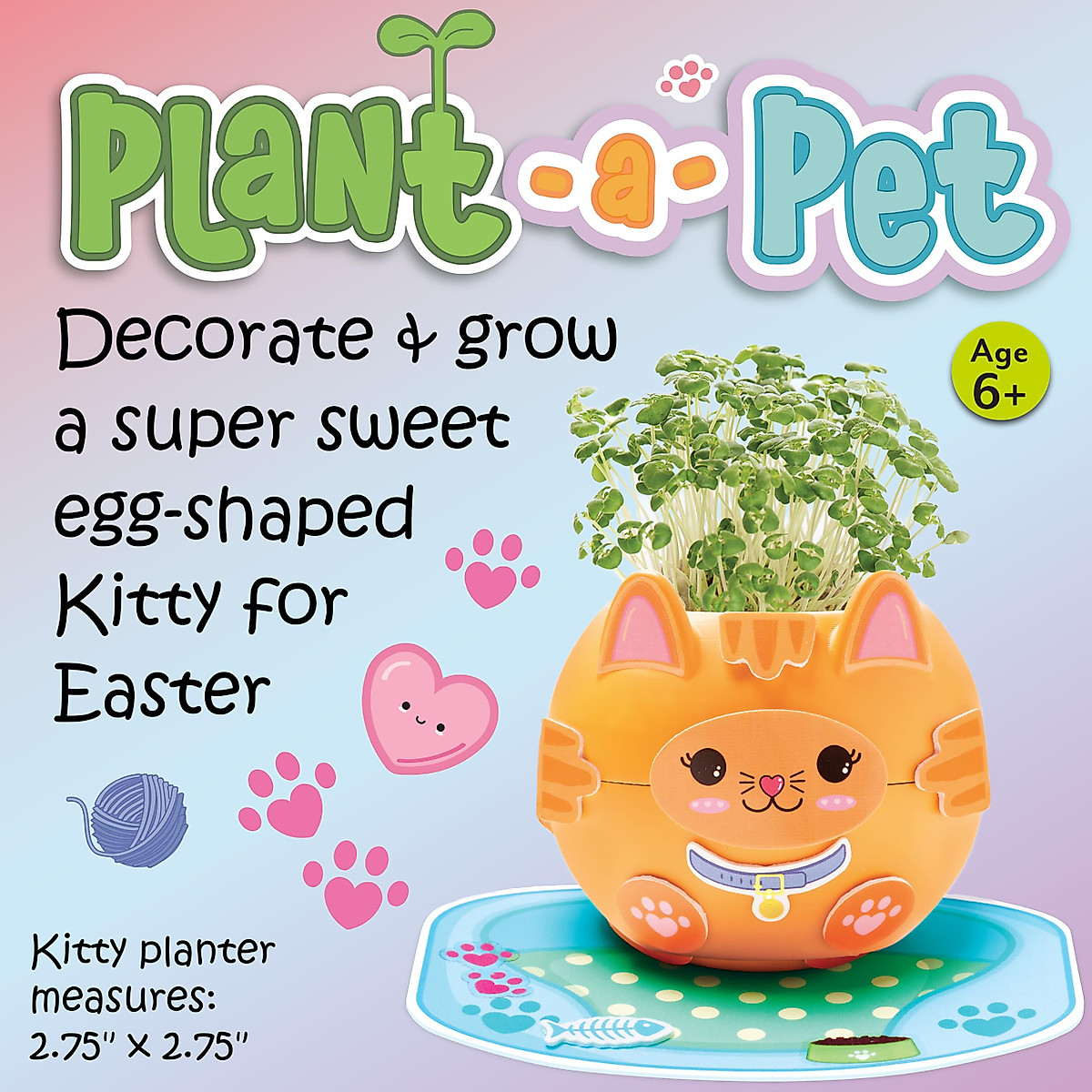 Creativity for Kids Plant-A-Pet: Kitty - Arts and Crafts for Ages 6-8+, Gifts for Girls and Stocking Stuffers, Boy and Girl Toys, Chia Seed Plant Pet
