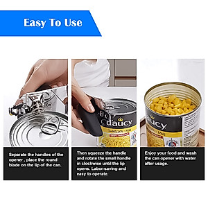 Multifunction Can Opener, K4 Stainless Steel Handheld Can Openers, Tin Can Opener with smooth and comfortable safety handle, Can Opener with Effortless Large Knob for Seniors with Arthritis