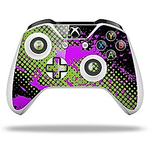 WraptorSkinz Decal Vinyl Skin Wrap compatible with XBOX One S/X Controller - Halftone Splatter Hot Pink Green (CONTROLLER NOT INCLUDED)
