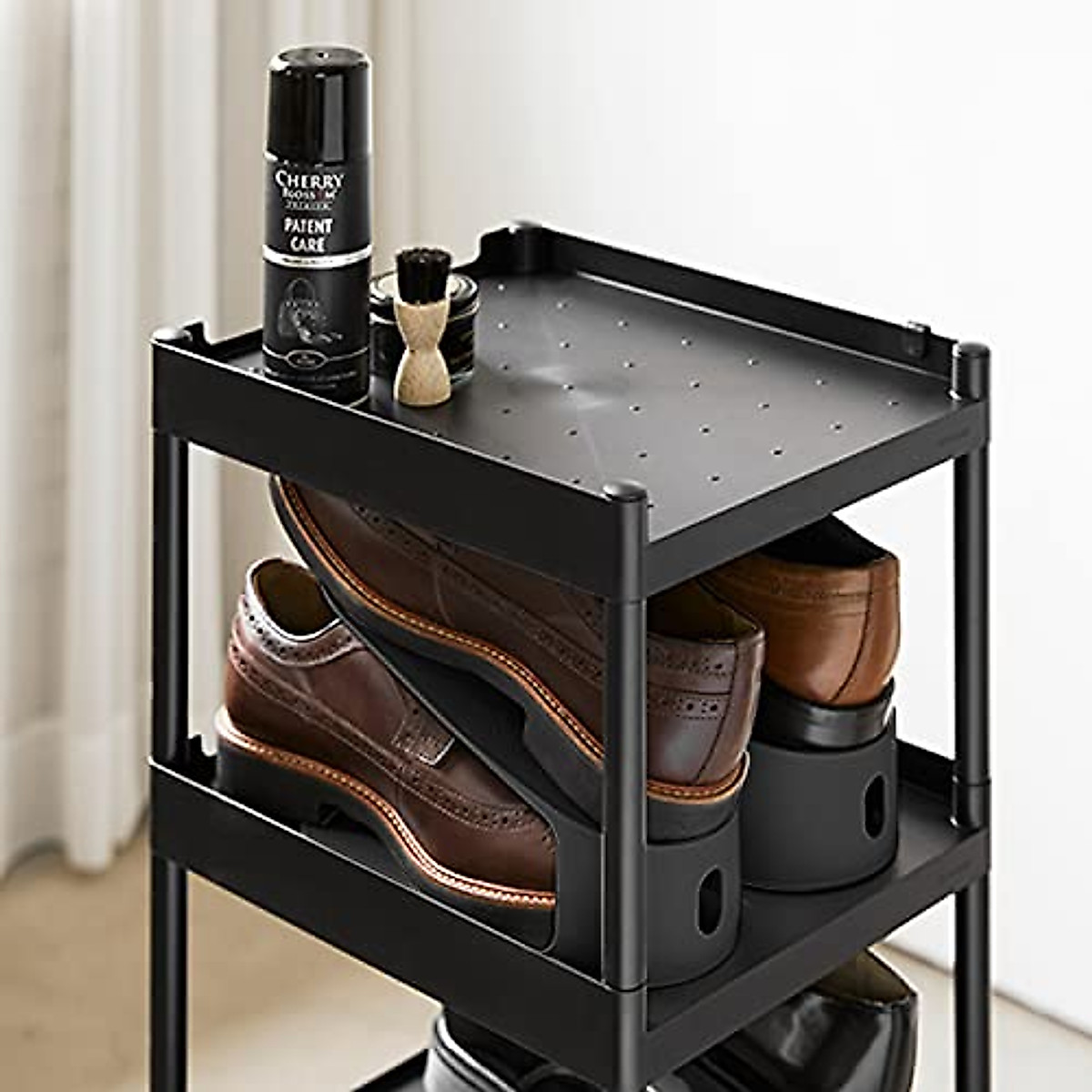 carrotez Shoe Slots Organizer 3 Pack - [Litem] Space Saving Shoe Organizer Rack for Closet - Easy Shoe Stacker, 9.84'' x 3.89'' x 4.26'' (Black, 3 Pack)