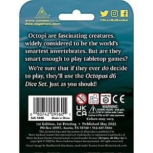 Octopus d6 Dice Set | 6 Pcs | 16mm Six-Sided | Translucent Dice | Tabletop Roleplaying Games | RPG | from Steve Jackson Games