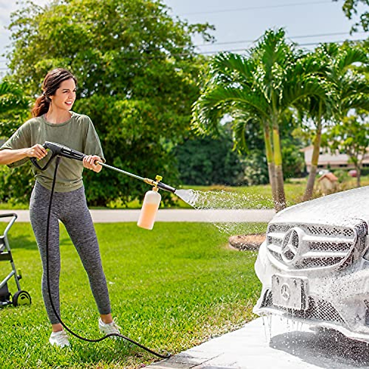 Sun Joe SPX-FC34-MXT Foam Cannon for SPX Series Electric Pressure Washers, 34 Oz, 1/4" Quick Connector, 5 Quick Connect Nozzle Tips, Fits Most Pressure Washers