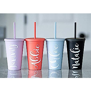 Tumblers with Lids (12 pack) 16oz Colored Acrylic Cups with Lids and Straws | Double Wall Matte Plastic Bulk Tumblers With FREE Straw Cleaner! Vinyl Customizable DIY Gifts (Assorted)