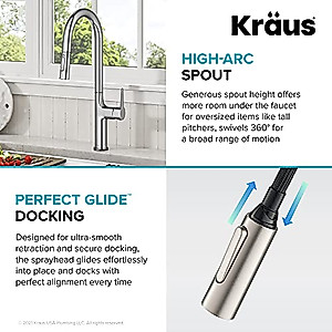 KRAUS Oletto Tall Modern Single-Handle Touch Kitchen Sink Faucet with Pull Down Sprayer in Chrome, KTF-3101CH