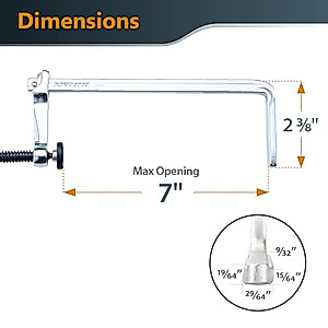 POWERTEC 71409 Quick Screw Guide Rail Clamp for MFT and Track Saw Guide Rail System, 7” Capacity x 2-3/8” Throat Depth, 400lbs Clamping Force – 2 Pack