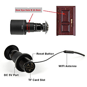 Kasfye Door Peephole Camera,HD 1080P Door Eye Hole IP Camera with 1.78mm Fisheye Lens 180 Degrees Wide Angle Tuya Smart APP Home Security USB Cameras-DC 5V