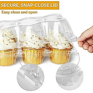LotFancy Cupcake Containers 6 Count, 40 Pack, Half Dozen Clear Cupcake Boxes, Plastic Muffin Holders with Detachable Tall Dome Lid, Disposable Cupcake Carriers, BPA Free, Standard Size