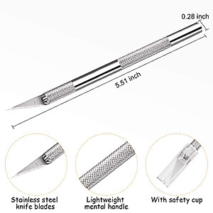 15 Packs Hobby Knife Precision Knife Set, Stainless Steel Precision Cutter Refill Craft Knife for Phone Repair, Art, Hobby, Scrapbooking, Stencil (Silver)