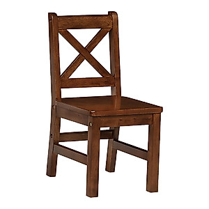 eHemco Solid Hard Wood X Back Kids Chair, Coffee, Set of 2