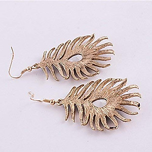 Frogwill Womens Crystal Hook Earrings Sparkling Rhinestone Peacock Feather Dangle Earrings (Blue)