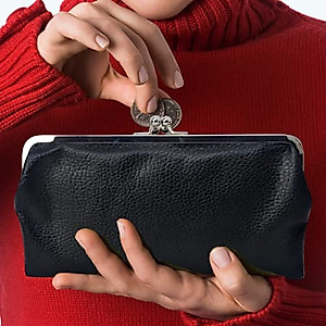 NGIL Double Frame Vintage Style Clutch Purse Wallet (HOTPINK)