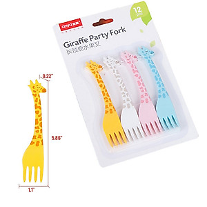 HUNGER Happy Giraffe Fruit Forks Cocktail Sticks Party Supplies Plates Picks Dessert Forks Cake Forks, 12 PCS