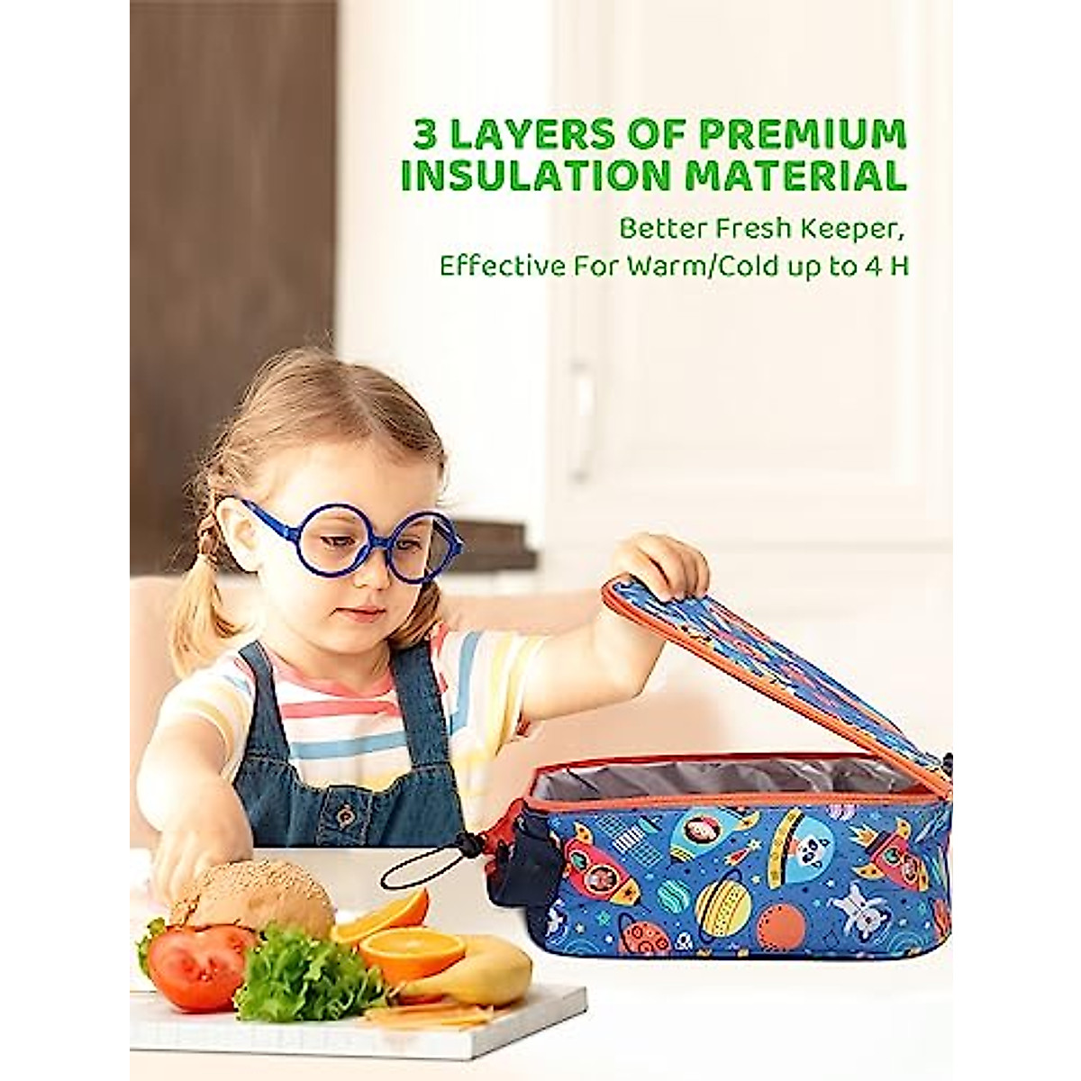 JOYHILL Kids Lunch Box, Insulated Lunch Bag for Teen Girl Boy, Lunch Boxes for Kids with Water Bottle Holder for School, Cute Lunchbox Kawaii Small Lunch Tote Toddler Grey