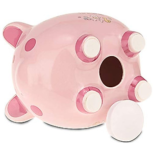 BRUBAKER My First Piggy Bank Gift Set for Baby Girl - 4 Pcs Keepsake Gift Set Includes Piggy Bank, First Curl, First Tooth and Photo Frame - Pink