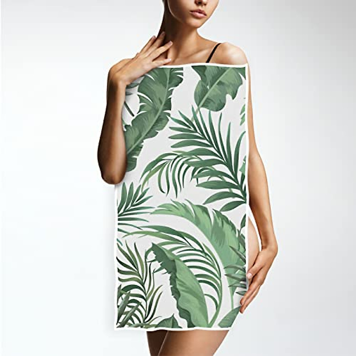 ALAZA Palm Leaf Tropical Plant Hand Towels Bathroom Towel Highly Absorbent Soft Small Bath Towel Decorative Guest Breathable Fingertip Towel for Face Gym Spa 30 X 15 Inch