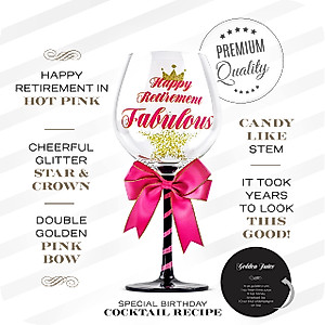 Happy Retirement Party Wine Glass for Women | Fun Gift Idea for Retired Female Coworker, Colleague, Best Friend, Mom, Teacher, Doctor, Boss | Funny 23 oz Cocktail Glass Present for Woman