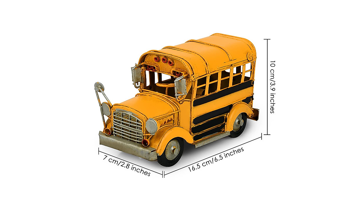 Retro Handcrafted Metal School Bus Decor for Your Home
