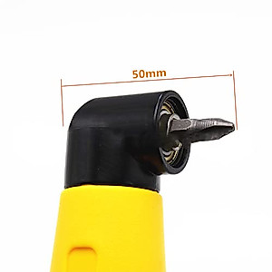 1/4 Inch 90° Degree Right Angle Attachment Drill Driver Screwdriver Extension Holder Adapter Corner Electric Drill Chuck (Yellow)