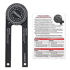 YOURCARE Miter Saw Protractor Angle Finder, 7 Inch Aluminum Miter Protractor, 360 Degree High Precision Miter Angle Finder, Angle Protractor Tool Woodworking, Crown Molding, Baseboard, Black (1 Pack)