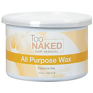 Too Naked Hair Removal All Purpose Wax, Non-Sticky Salon Wax, 100% Vegan, Fragrance-Free, 14 oz.