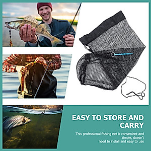 LIOOBO Fishing Bag Fish Collection Bag Nylon Fishing Net Fishing Basket Mesh Fish Fin Snorkel Net Bag Fish Cage Fishing Keep Net with Storage Bag for Fishing Gear 1Pc Black