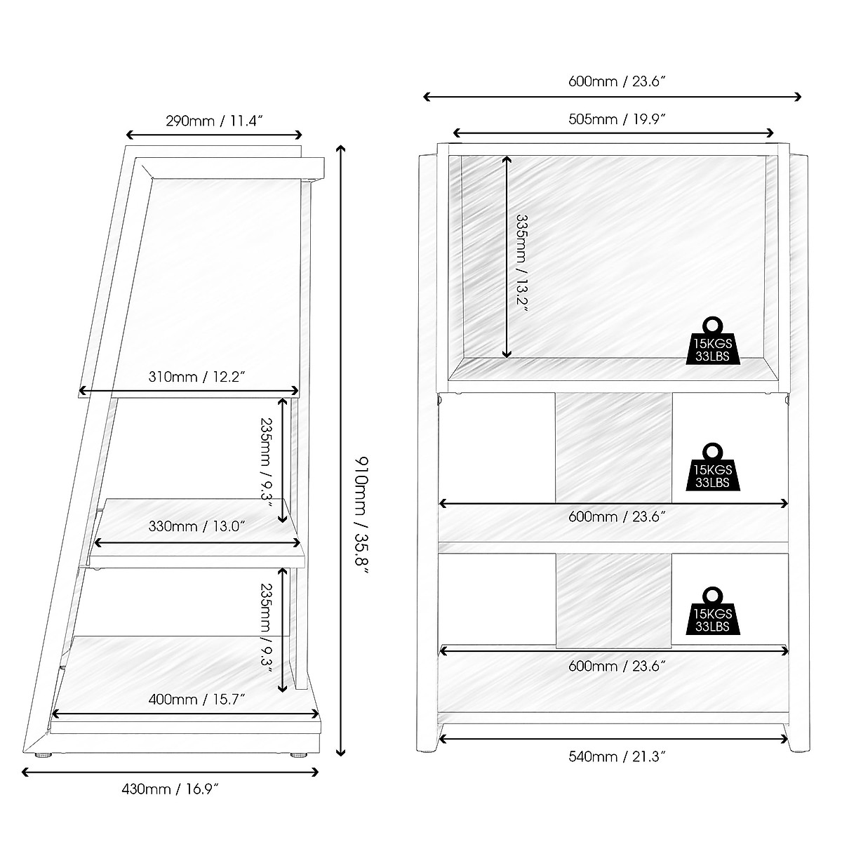 Fenge Bookshelf, 4 Tier Industrial Bookcase, Ladder Book Shelf with Storage Organizer, Small Bookshelves and bookcases for Office, Bedroom, Living Room