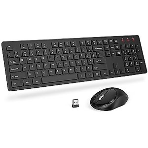 Wireless Keyboard and Mouse, Trueque Silent 2.4GHz Cordless Full Size USB Mouse Combo, Long Battery Life, Lag-Free for Computer, Laptop, PC, Windows, Mac, Chrome OS (Black)