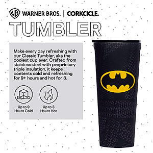 Corkcicle x Warner Brothers Batman Classic Insulated Coffee Mug with Lid, 24 oz – Stainless Steel Travel Tumbler Keeps Drinks Cold 9+hrs, Hot 3hrs – Cupholder Friendly Travel Coffee Tumbler