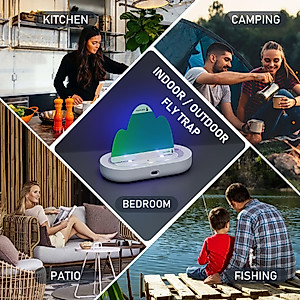 CritterTec Fly Traps, Rechargeable Battery Operated Flying Insect Trap for Indoor and Outdoor Use, 2 Pack Gnat Killer Traps with Customizable Bait and 10 Sticky Boards