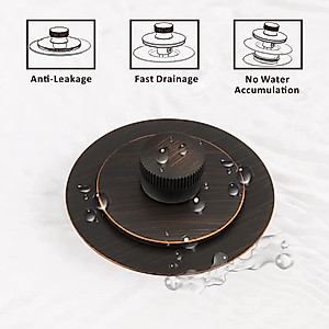 Artiwell Universal Lift and Turn Bath Drain Stopper and Cover, Bathtub Drain Stopper, Replaces Lift and Turn, Tip-Toe and Trip Lever drains for Tub, EZ Installation and Clearing (Oil Rubbed Bronze)