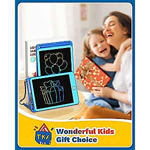 TEKFUN 2 Pack LCD Writing Tablet for Kids, 8.5 Inch Blue+Blue Doodle Board Drawing Board Reusable Drawing Tablet with Lanyard, Educational Kids Toddler Toys Birthday Gift for Boys Girls 3-12 Years Old