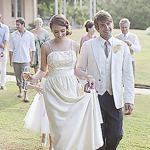 WEBEEDY Wrist Corsage and Boutonniere Set Girl Bridesmaid Wedding Wrist Corsage Boutonniere for Men Wedding Wristlet Hand Flower for Prom Party Bouquets