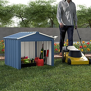 Aobabo Metal Outdoor Storage Shed, 3×3 FT Steel Utility Tool Shed Storage House Without Door, Metal Sheds Outdoor Storage for Backyard Garden Patio Lawn (H2'xW3'x D3') Blue&White