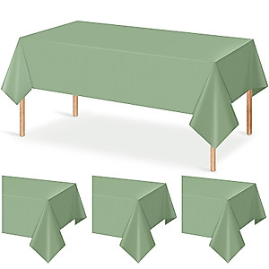 Hallswl 3Pcs Rectangle Sage Green Tablecloths Disposable Plastic Green Tablecloth Sage Table Cover for Birthday Bridal Wedding Baby Shower Spring Party Decorations 54 X 108 Inch