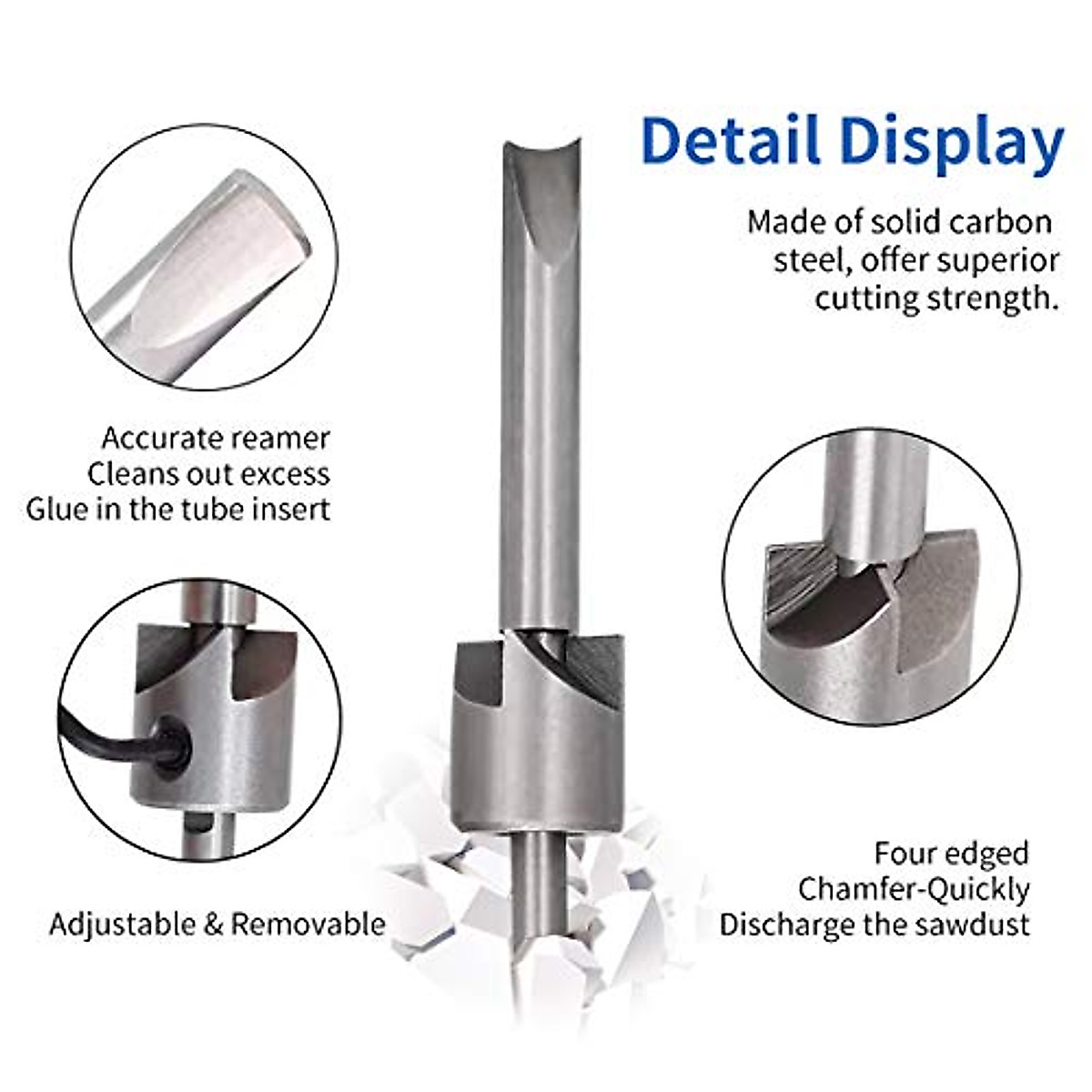 Pen Mill Set, 7 PC Pen Barrel Trimming System with 3/4 inch Cutting Head, 7mm, 8mm, 3/8 inch, 10mm Pilot Cutter Shafts, 0 Size Adaptor Sleeve and Hex Key Wrench, Pen Barrel Mill Trimmer Set by Tackpro