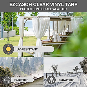 Ezcasch 17 Oz Outdoor Vinyl Curtain, Outdoor Clear Panel Curtain, Weather Resistant Outdoor Curtain for Pergola, Porch, Gazebos, with Rustproof Grommets
